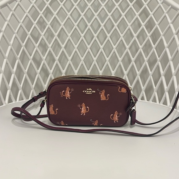 Coach | Bags | Coach Dark Berry Cat Party Crossbody | Poshmark